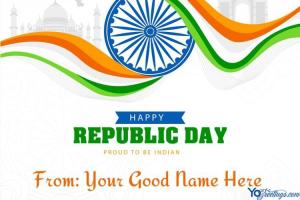 Indian Republic Day Wishes Card WIth Name