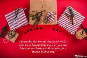 Realistic Boxing Day Greeting Card With Wishes