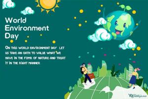 Happy World Environment Day Card With Beautiful Green Tree