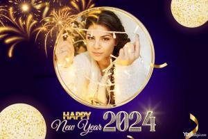 Luxury Golden New Year 2024 Photo Frame Online